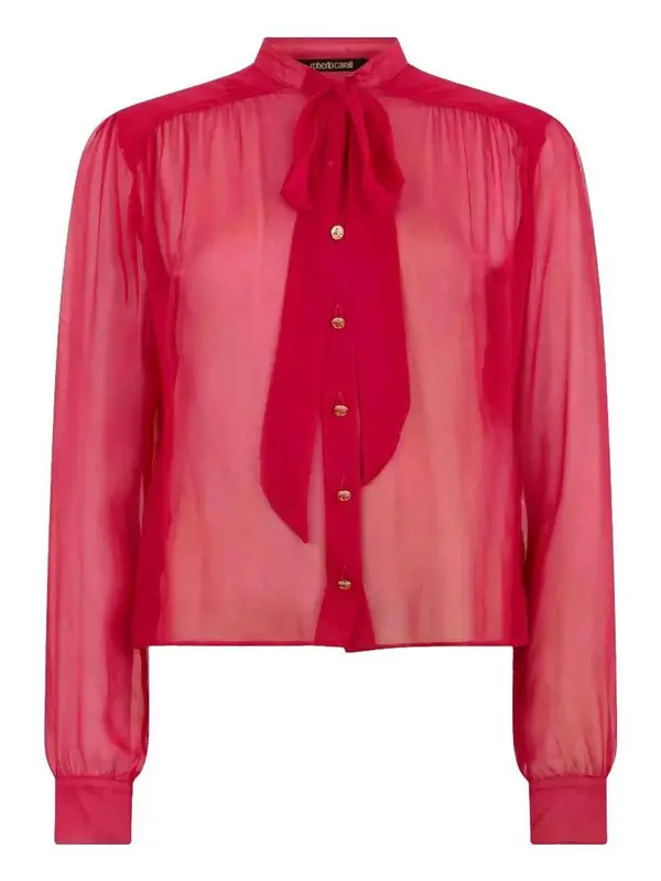 Roberto Cavalli Pussy-bow Sheer Blouse - Red