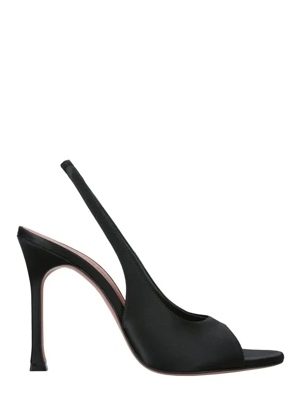 Amina Muaddi Satin Alexa Slingback Mules 105 - Black