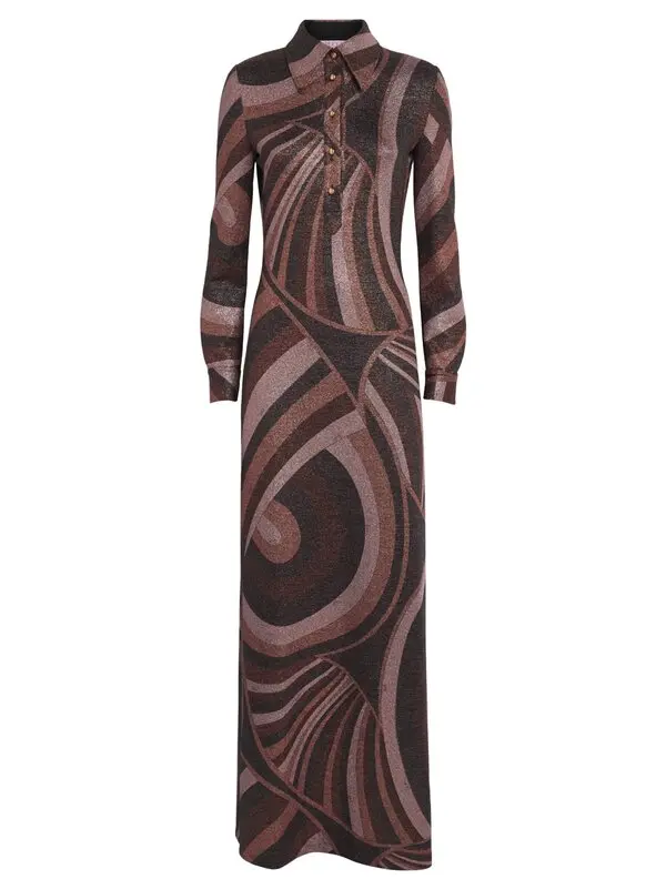 Emilio Pucci Lurex Jersey Iride Print Maxi Dress - Metallic