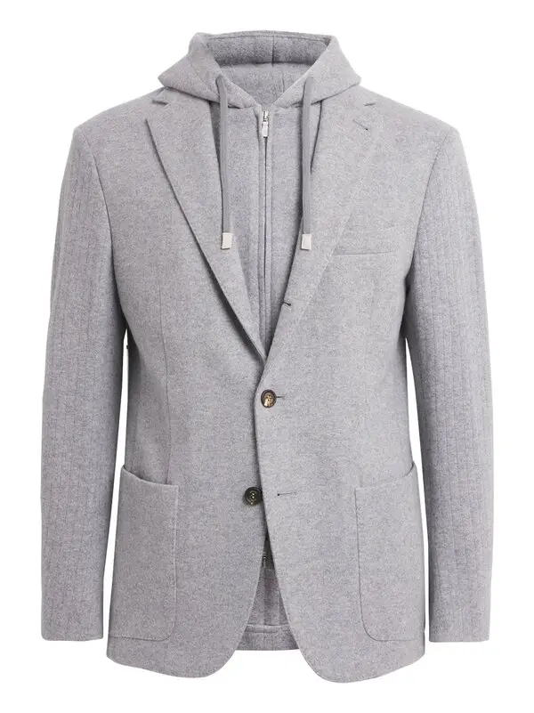 Eleventy Wool-cashmere Hooded Blazer - Grey