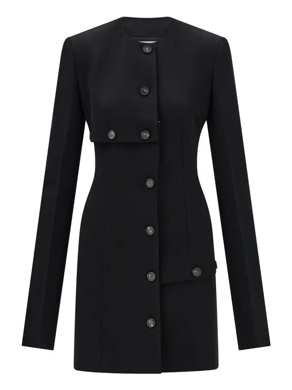FERRAGAMO Wool Jacket With Button Detail - Black