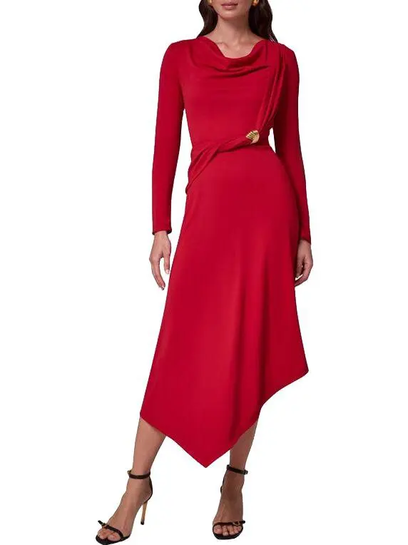 Donna Karan New York Long Sleeve Asymmetric Dress - Red