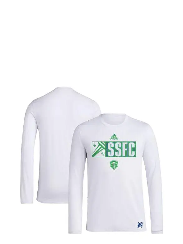 Adidas Seattle Sounders Fc 2024 Jersey Hook Aeroready Long Sleeve T-shirt - White