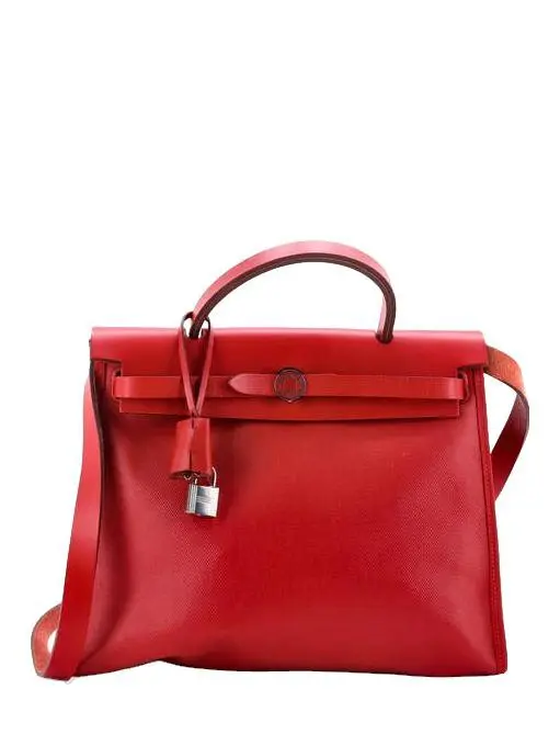 Hermès Herbag Zip Berline Vache Canvas And Leather 31 - Red