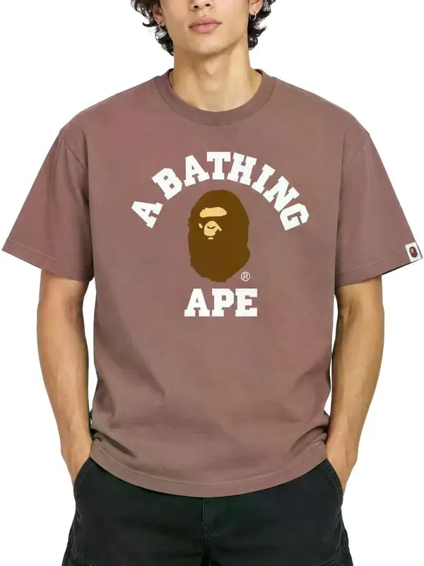 A BATHING APE Short-sleeve College T-shirt - Brown