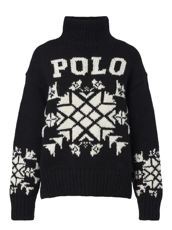Polo Ralph Lauren Intarsia Wool Turtleneck Sweater - Black