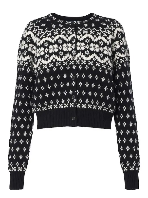 Polo Ralph Lauren Jacquard Wool, Cotton, And Alpaca Cardigan - Black