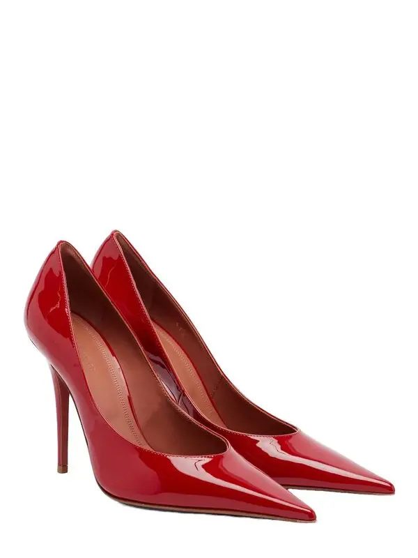 Amina Muaddi Anok Patent Leather Pumps - Red