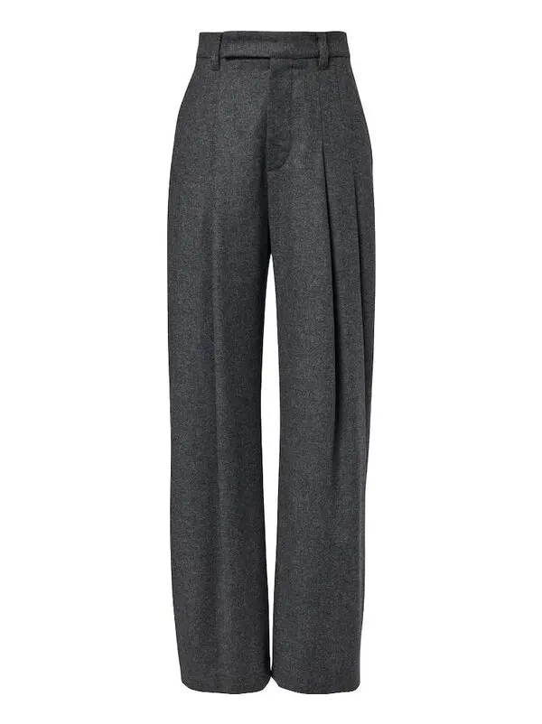 Brunello Cucinelli Wool And Cashmere Wide-leg Pants - Grey