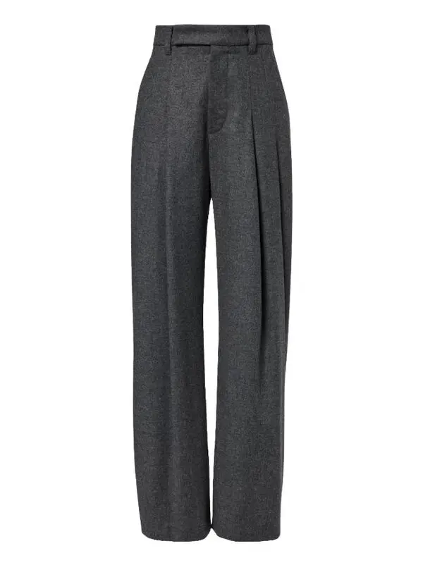 Brunello Cucinelli Wool And Cashmere Wide-leg Pants - Grey