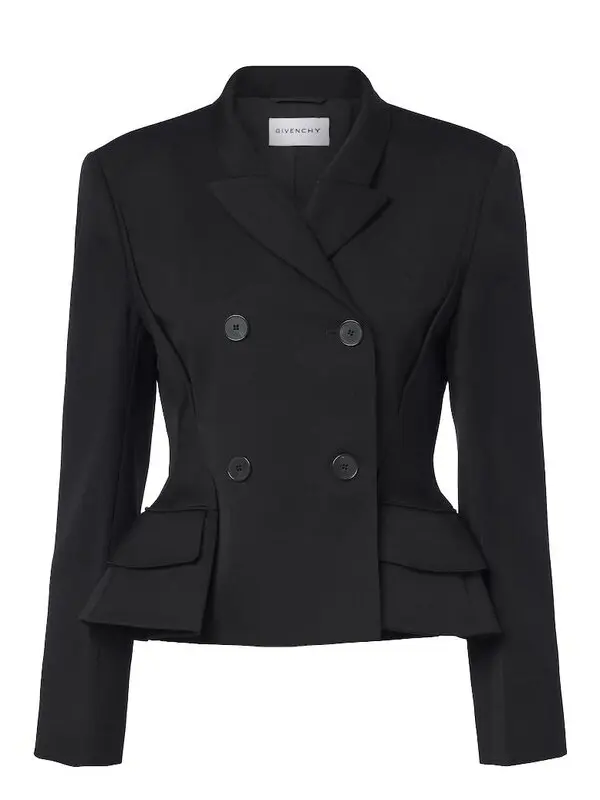 Givenchy Pinch Peplum Wool Gabardine Jacket - Black