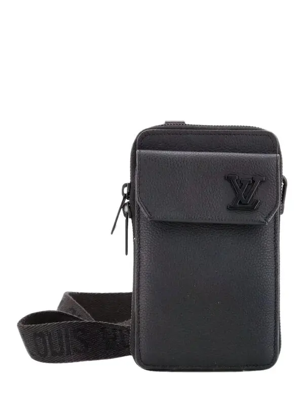LOUIS VUITTON Aerogram Phone Pouch Leather Crossbody Bag - Black