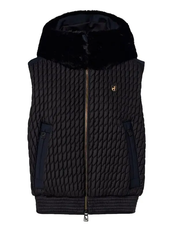 Toni Sailer Flora Hooded Teddy-trimmed Ski Vest - Black