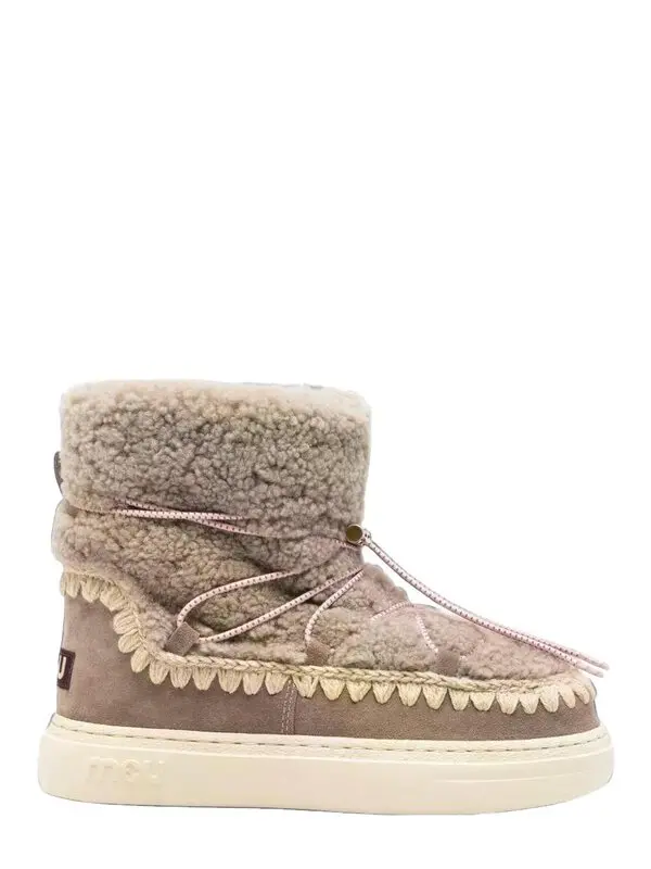 Mou Eskimo Crochet-trim Shearling Ankle Boots - Neutrals