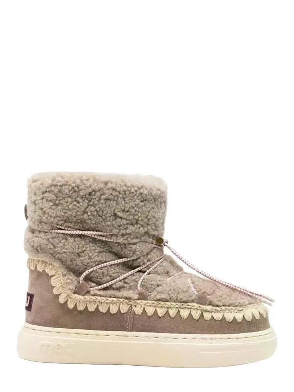 Mou Eskimo Crochet-trim Shearling Ankle Boots - Neutrals