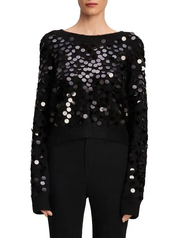 Cinq À Sept Briana Paillette Pullover Sweater - Black
