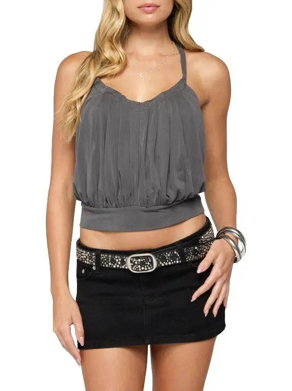 EDIKTED Eline Pleated Tank Top - Gray
