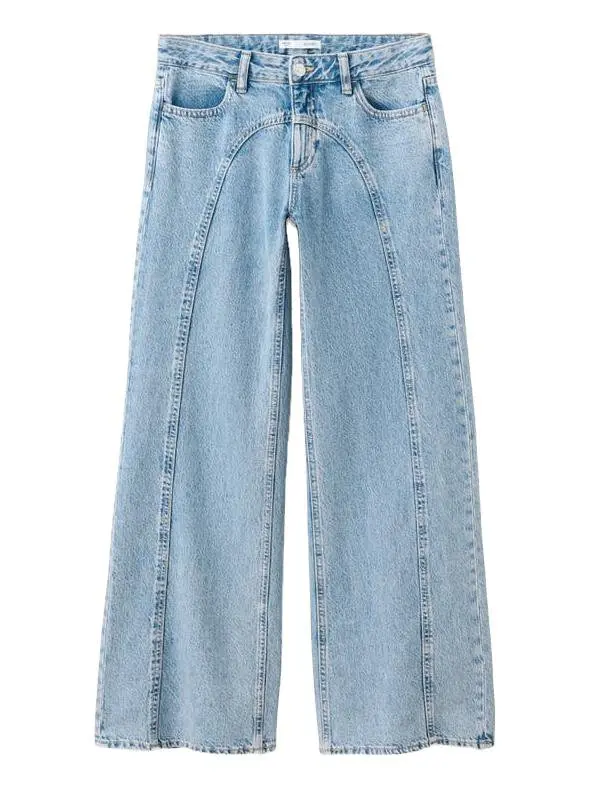 Mango Low Waist Wide Leg Jeans - Medium Blue
