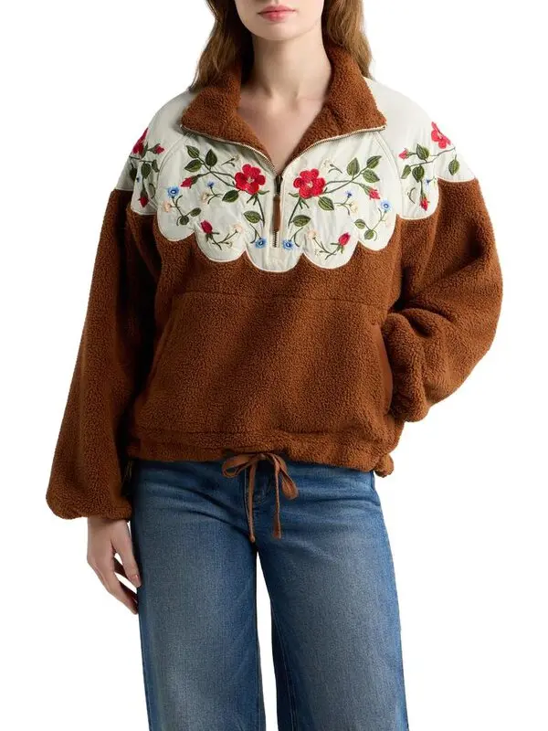 The Great. The Plush Wildflower Pullover - Chestnut