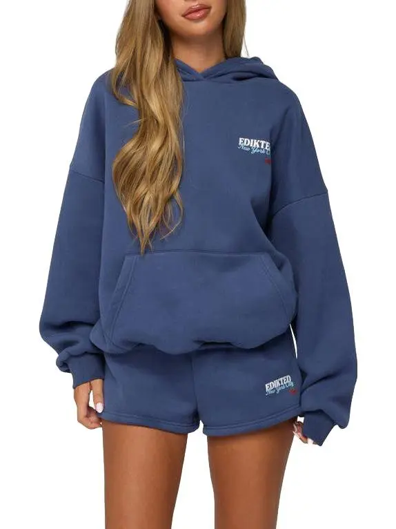 EDIKTED New York Graphic Hoodie - Navy