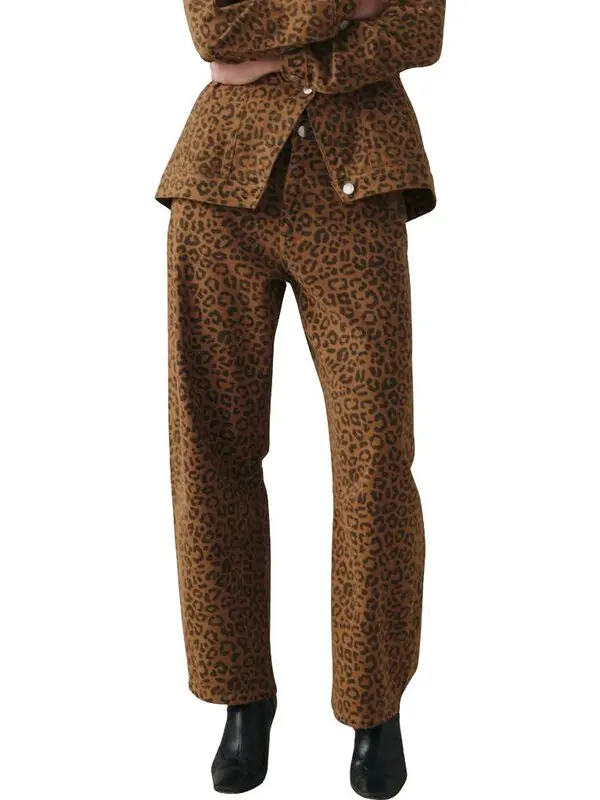 Warp + Weft Bna Soft Curve Barrel Twill Pants - Leopard