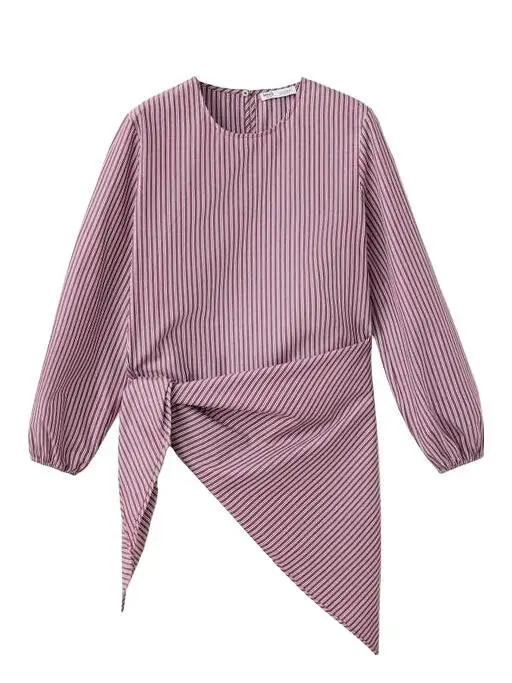 Mango Striped Bandana Cotton Top - Burgundy