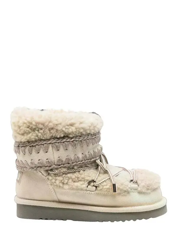 Mou Eskimo 18 Crochet-trim Ankle Boots - Neutrals