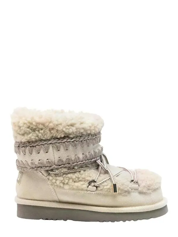 Mou Eskimo 18 Crochet-trim Ankle Boots - Neutrals