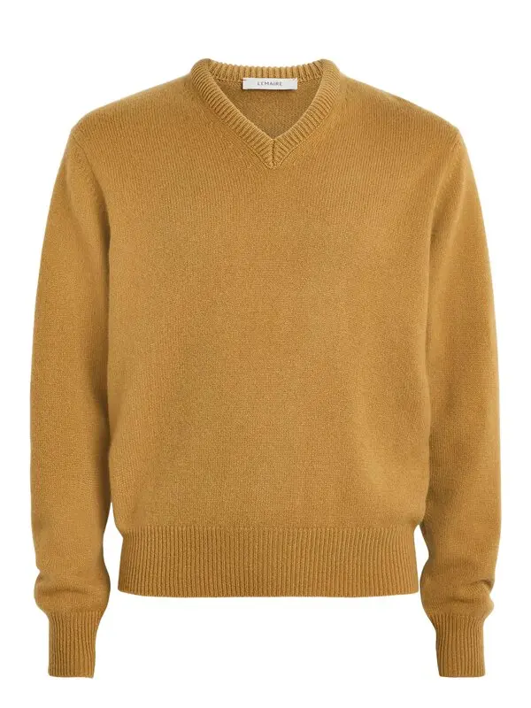 LEMAIRE Cashmere V-neck Sweater - Brown
