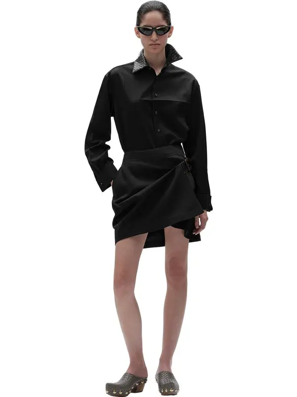 Bottega Veneta Wool Grain De Poudre Skirt - Double Black