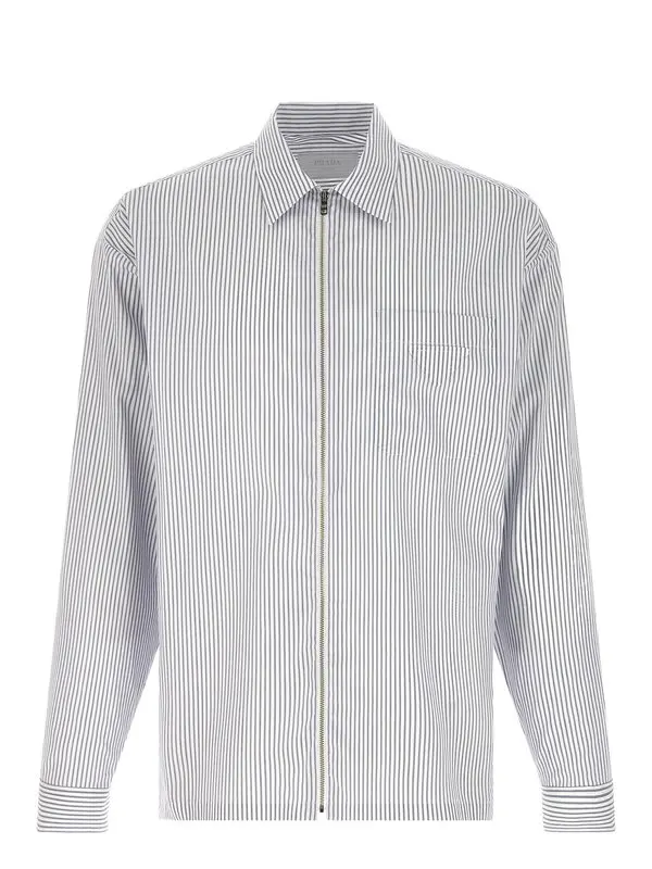 Prada Zip Striped Shirt - Blue