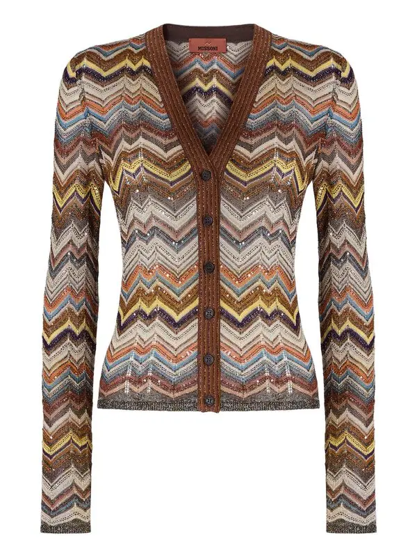 Missoni Slim Cardigan With Striped Chevron Motif - Multicoloured
