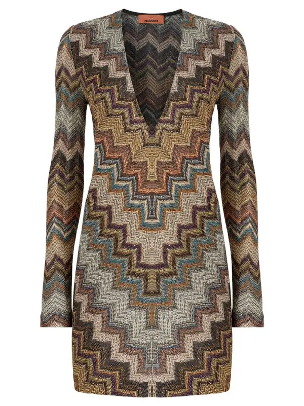 Missoni Zig Zag Knit Mini Dress In Viscose - Multicoloured