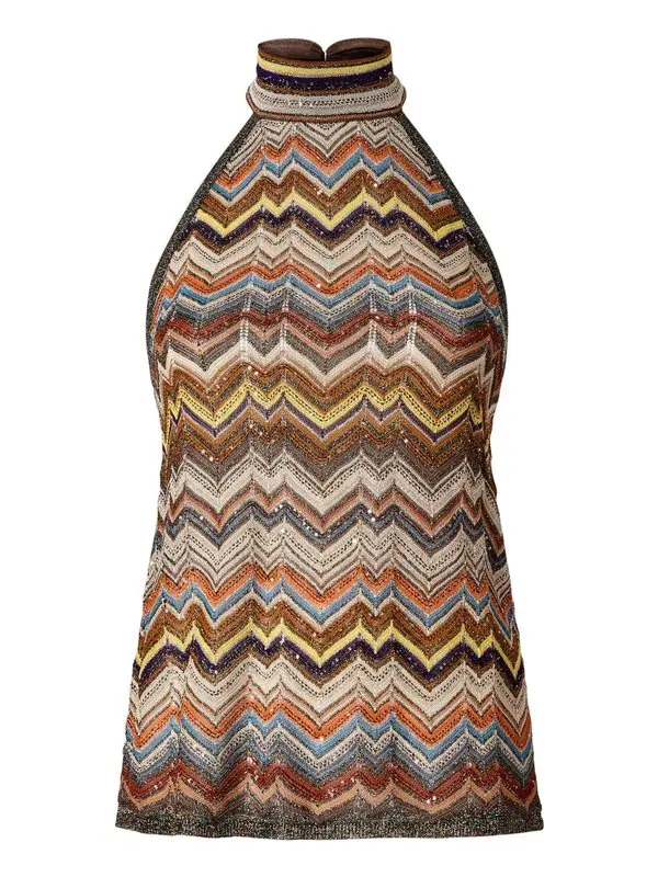 Missoni Halterneck Top With Striped Chevron Motif - Multicoloured