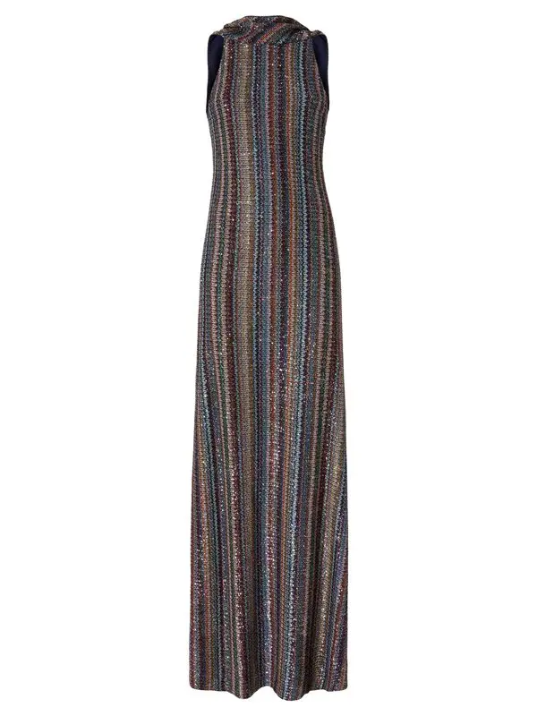 Missoni Long Dress In Striped Knit - Multicoloured