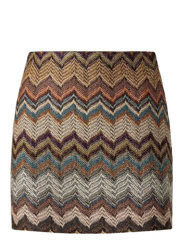 Missoni Mini Skirt In Lamé Viscose With Zig Zag Motif - Multicoloured
