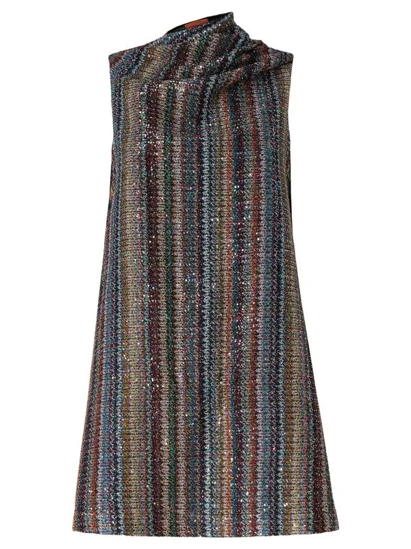 Missoni Flared Mini Dress With Draped Neckline - Multicoloured