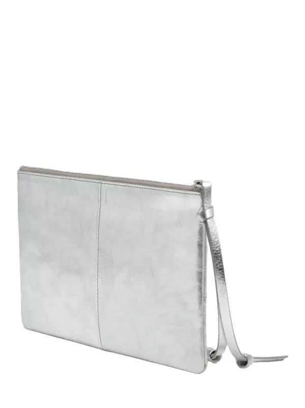 Bimba Y Lola Medium Leather Zipped Make-up Clutch - Silver