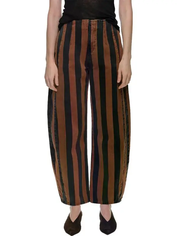Bimba Y Lola Barrel Light Striped Denim Trousers With Buckle - Brown