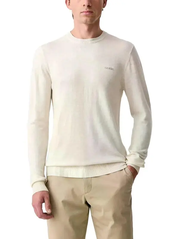 Guess Logo-embroidered Knit Sweater - Neutrals