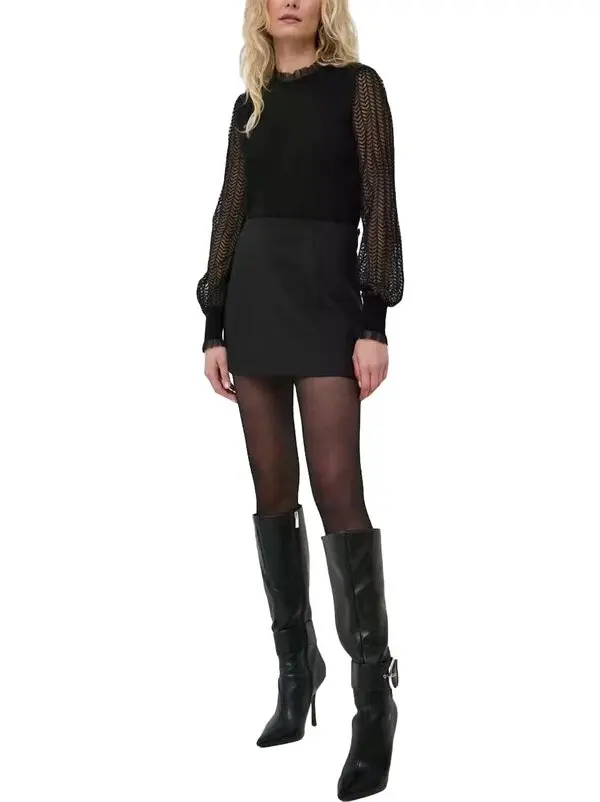 MORGAN Ruffled Long-sleeve Blouse - Black
