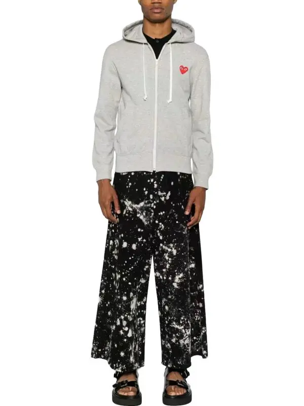 Play Comme Des Garcon Heart-patch Zip-up Hoodie - Grey