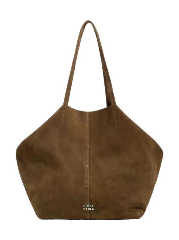 Bimba Y Lola Large Olive Suede Shopper Bag - Brown