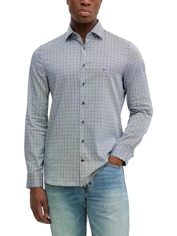 Michael Kors Monogram-print Long-sleeve Shirt - Blue