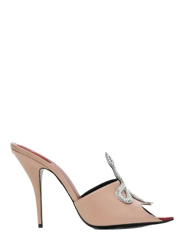 Valentino Garavani Coeur Vipère Kidskin Slide Sandals 105mm - Neutrals
