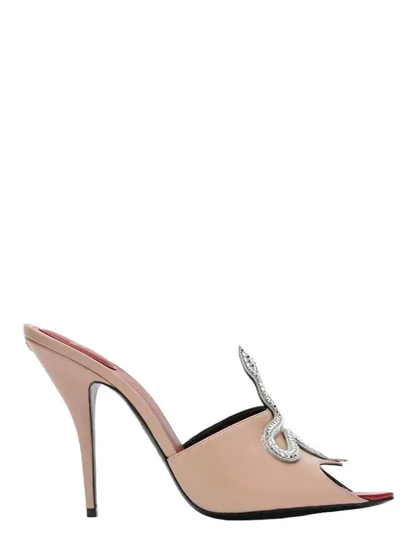 Valentino Garavani Coeur Vipère Kidskin Slide Sandals 105mm - Neutrals