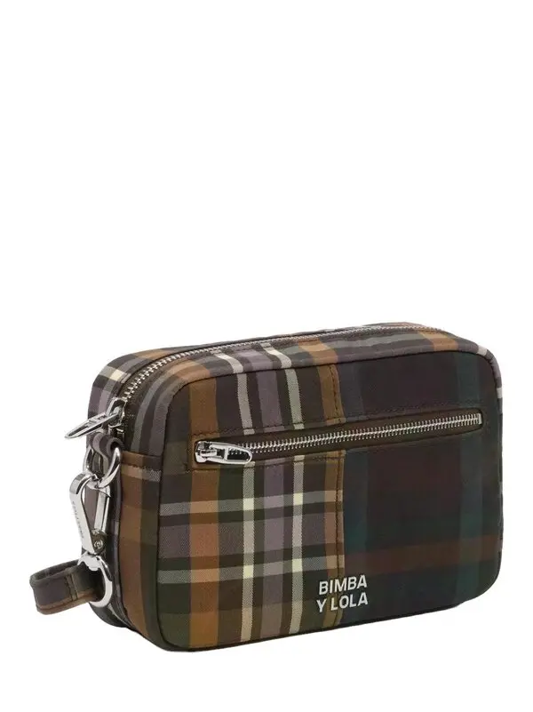 Bimba Y Lola Small Superwax Chocolate And Green Tartan Crossbody Bag - Brown