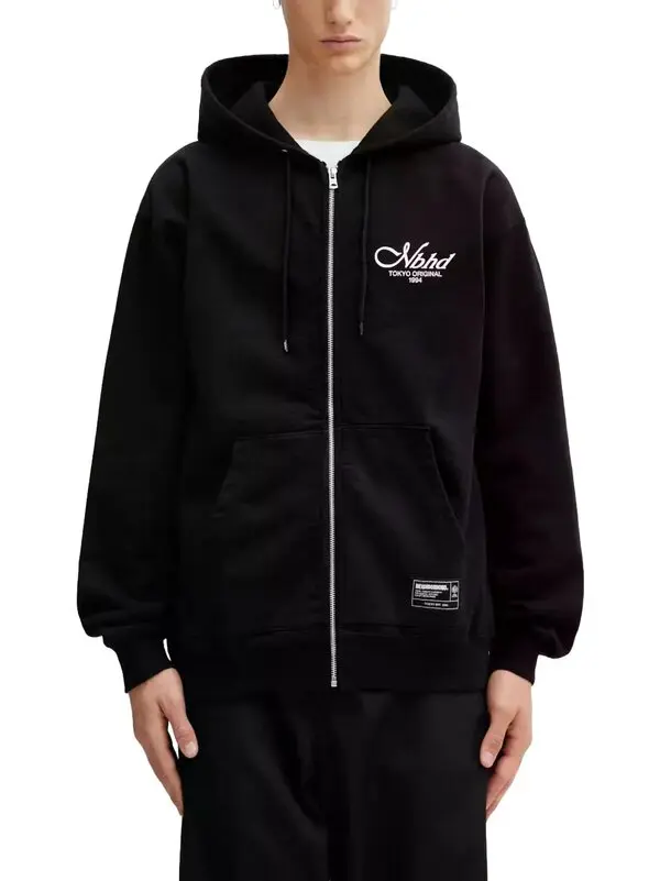 NEIGHBORHOOD Logo-print Zip-up Hoodie - Black