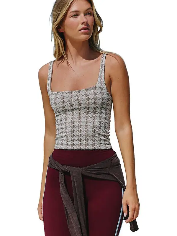 LYREBIRD Renna Square Neck Tank Top - Brown Pattern