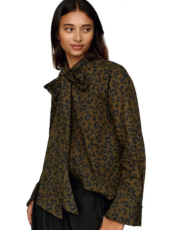Anthropologie Essentiel Antwerp Khaleesi 100% Cotton Blouse - Leopard